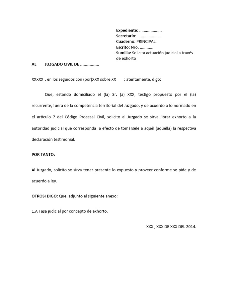 Actuacion Judicial A Traves de Exhorto | PDF