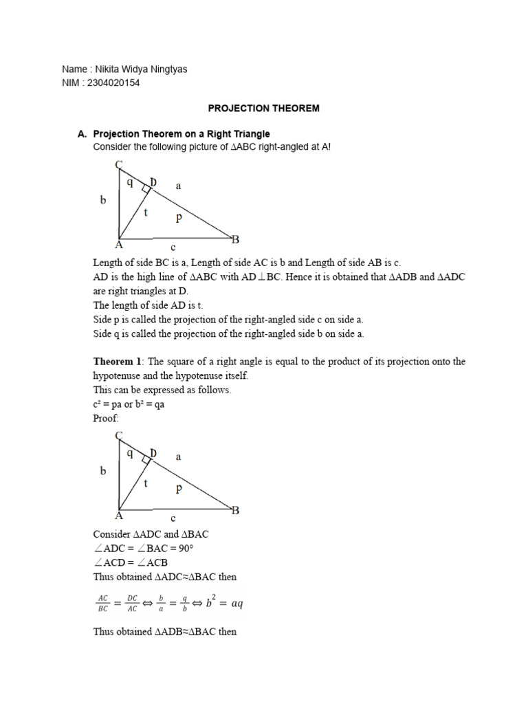 Teorema Proyeksi | PDF | Triangle | Elementary Geometry