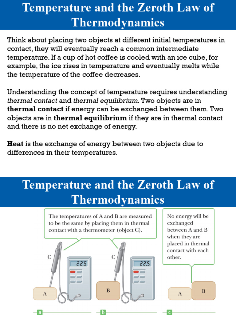 Thermal Contact and Thermal Equilibrium. Two Objects Are in | PDF ...