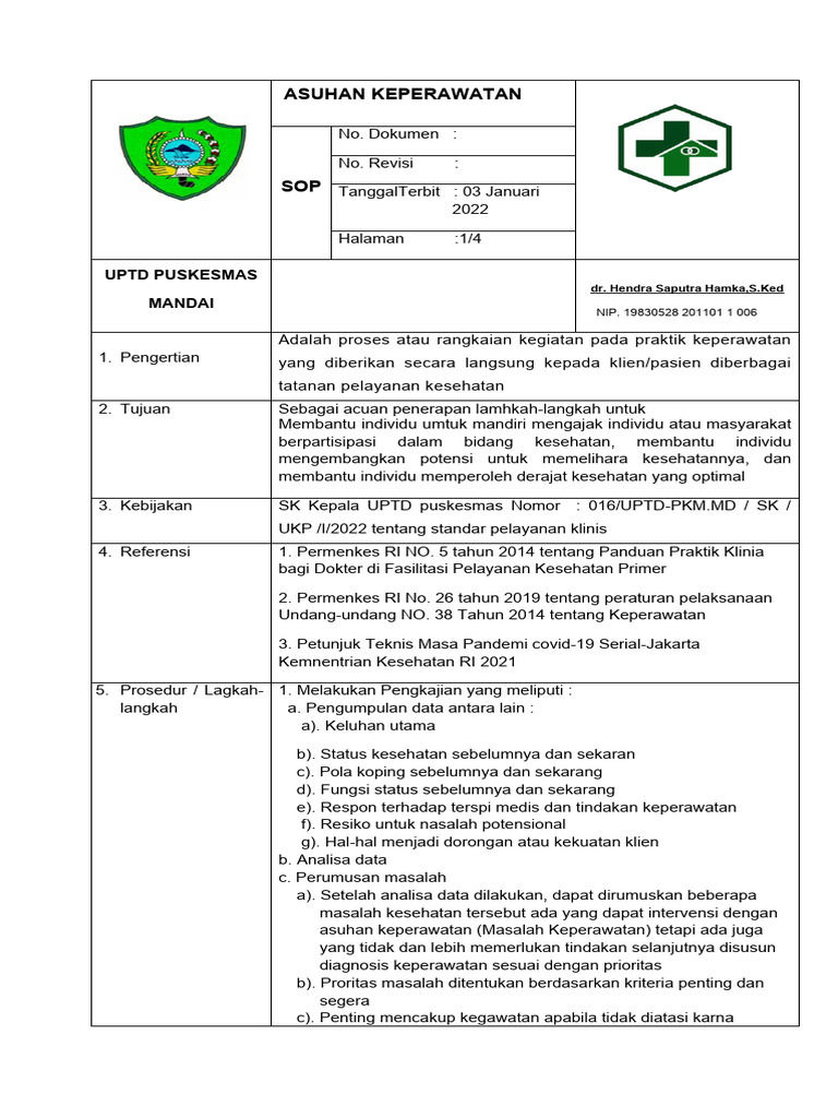 Bab 7-Sop Asuhan Keperawatan | PDF | Kesehatan Holistik