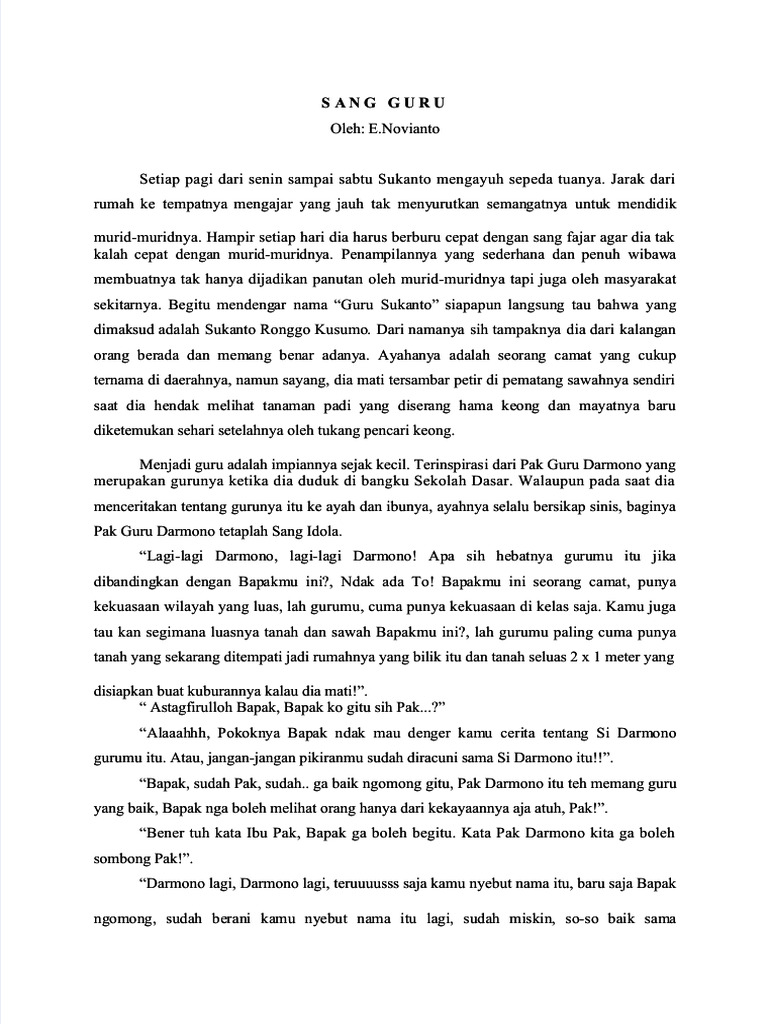 PDF Cerpen Sang Guru Compress | PDF