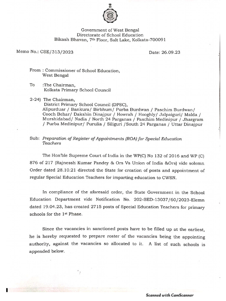 Letter of Preparation of ROA For Special Education Teachere Primary | PDF