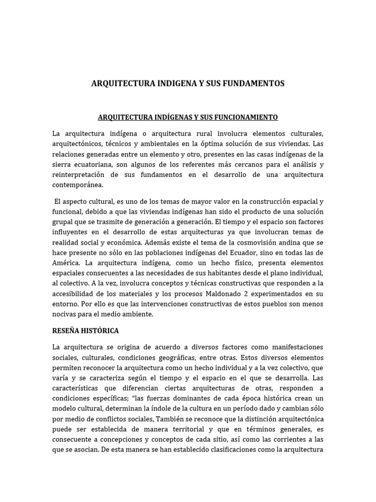 Fundamentos de la Arquitectura Indígena | PDF | Entorno natural ...