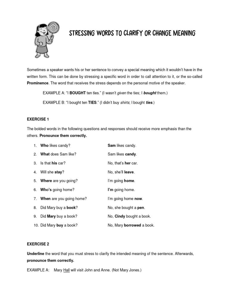 Stressing Words To Clarify or Change Meaning - 23 | PDF | Stress ...
