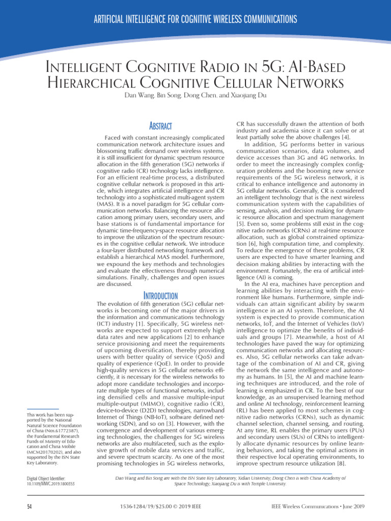 Intelligent Cognitive Radio In 5g Ai Based Hierarchical Cognitive Cellular Networks Pdf