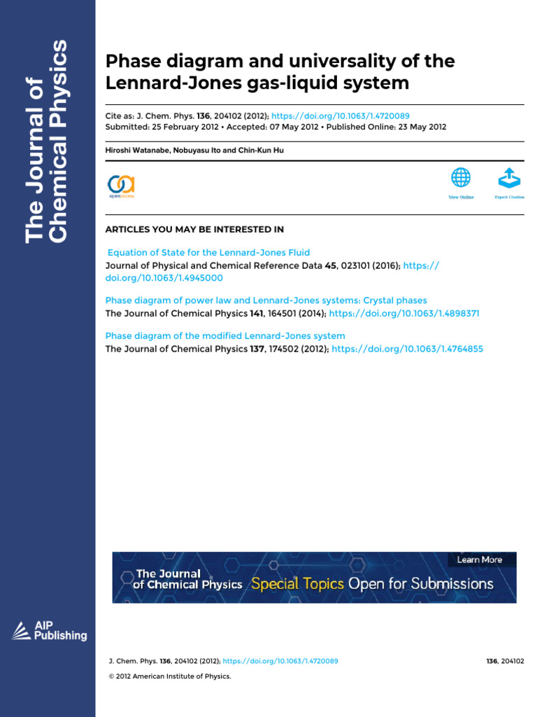 Phase Diagram and Universality of The Lennard-Jones Gas-Liquid System | PDF | Phase Transition ...