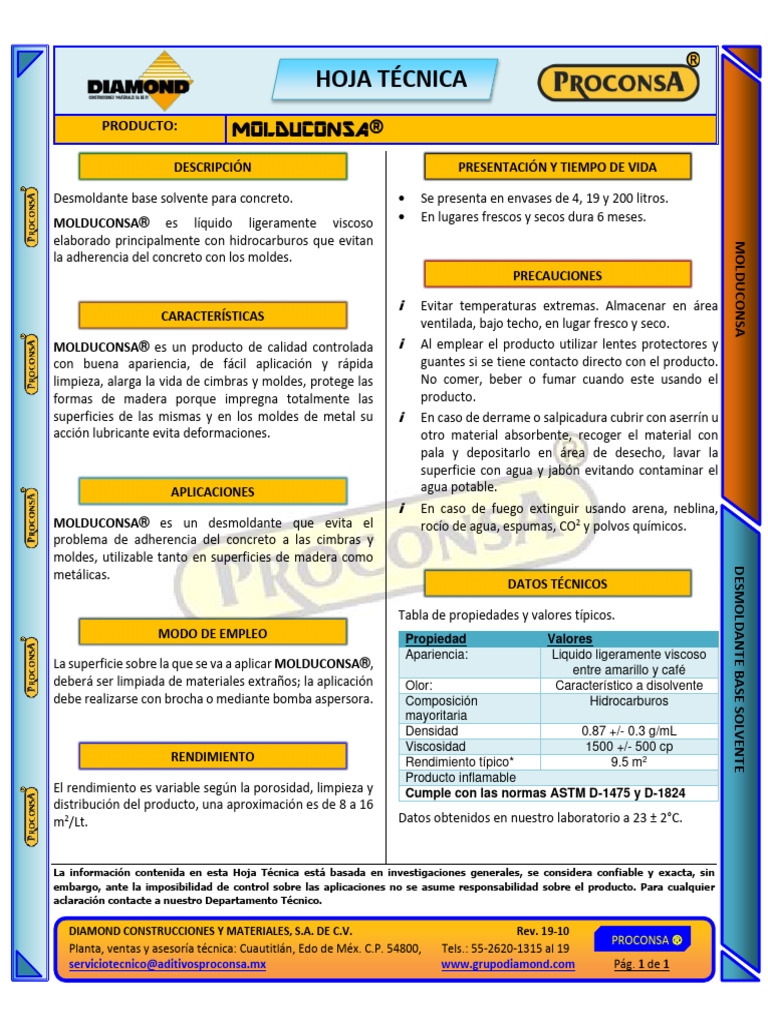 Desmoldante Proconsa | PDF | Agua | Hormigón