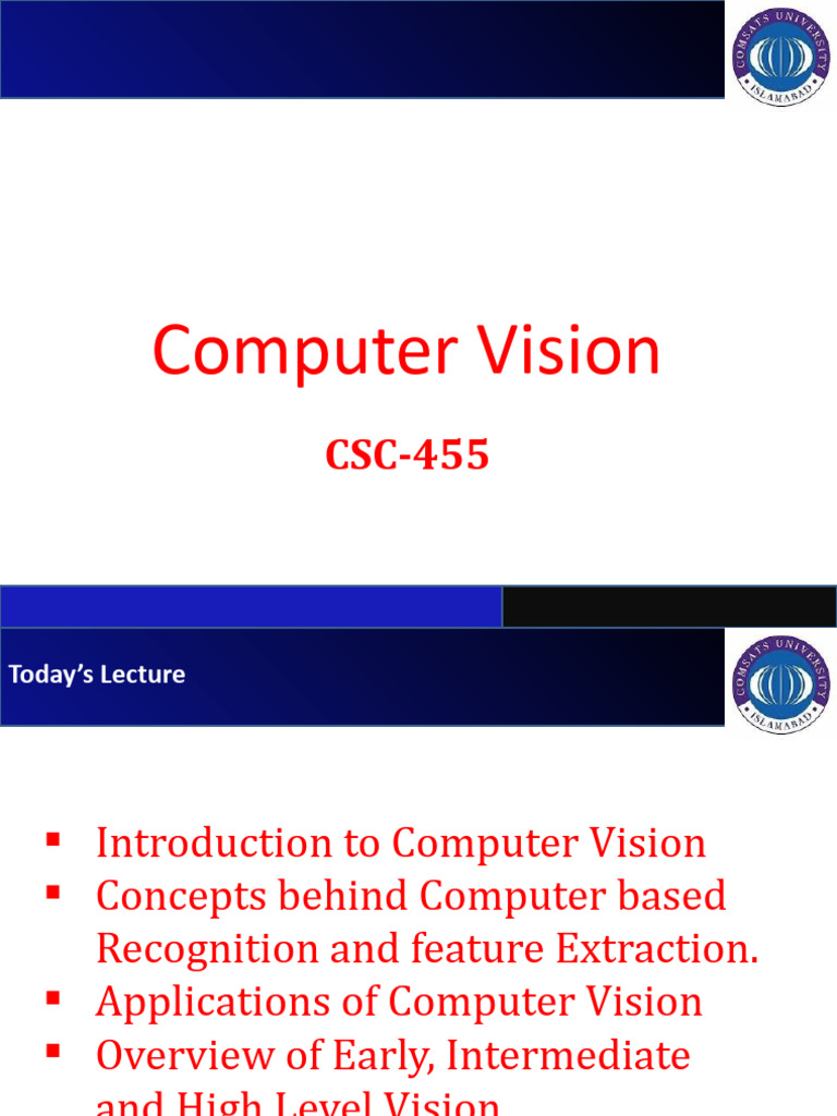 CV Lecture 1 | Download Free PDF | Computer Vision | Image Segmentation
