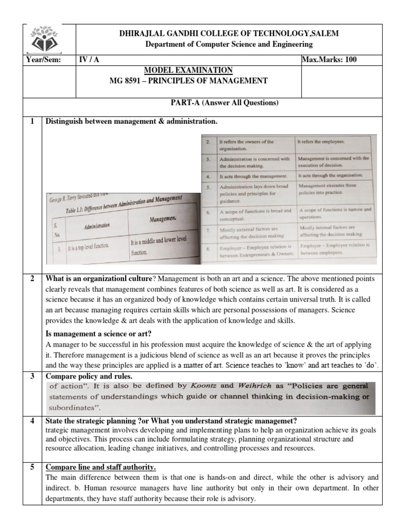 POM Model Quest Paper With Answer Key 4.11.2023 pdf-5-21 | PDF | Leadership | Economies