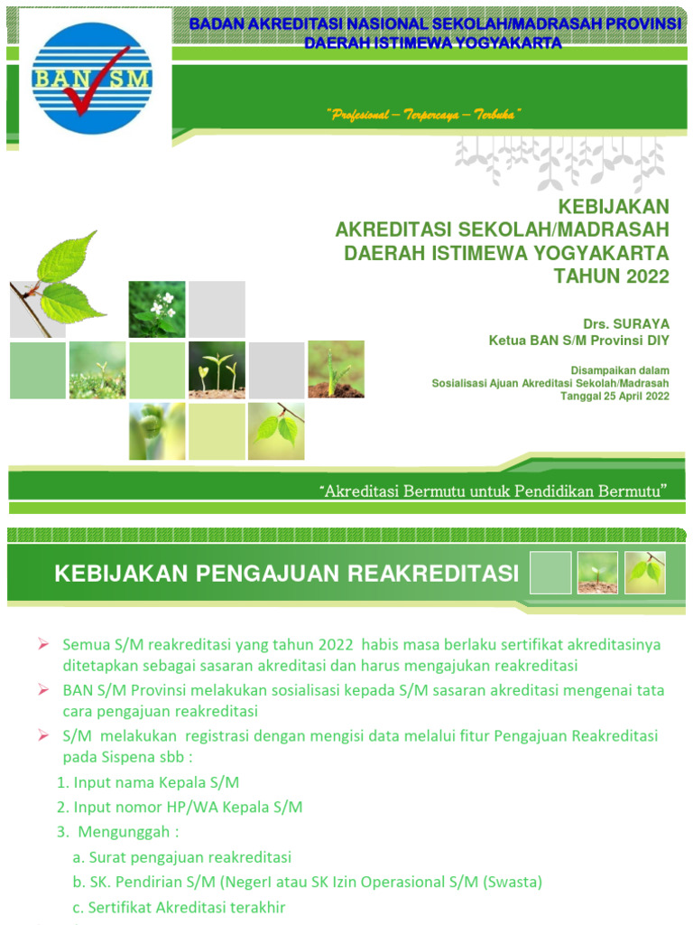 Kebijakan Akreditasi SM 2022 - Sosialisasi Ajuan Ulang | PDF