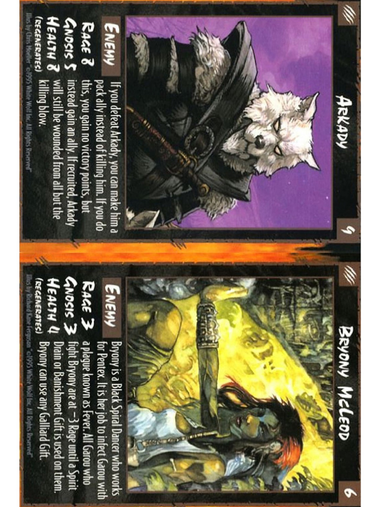 World of Darkness Arkady Byroni Rage Cards | PDF