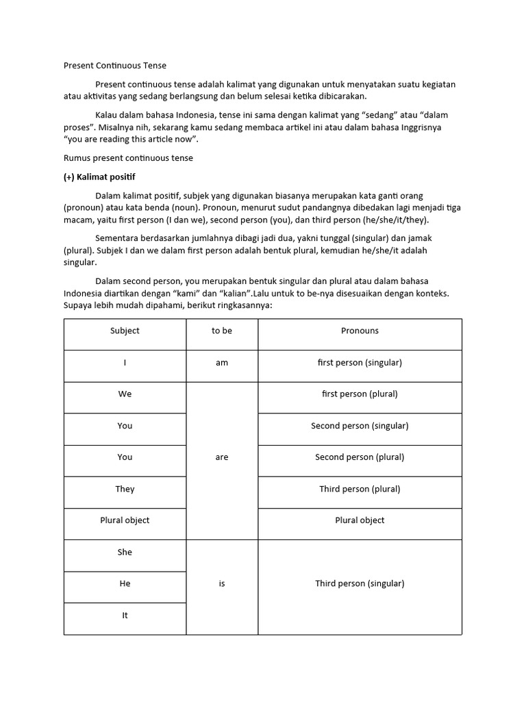 Kelas 9 - Present Continuous Tense | PDF