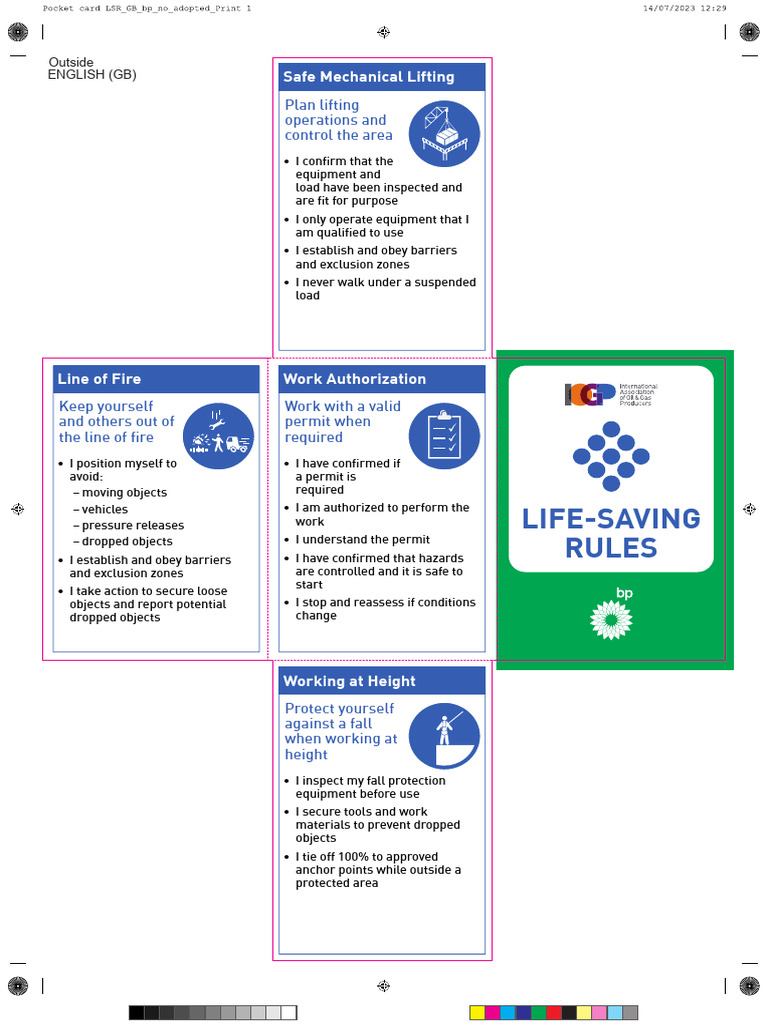 BP Life Saving Rules Pocket Card | PDF | Occupational Safety And Health | Safety