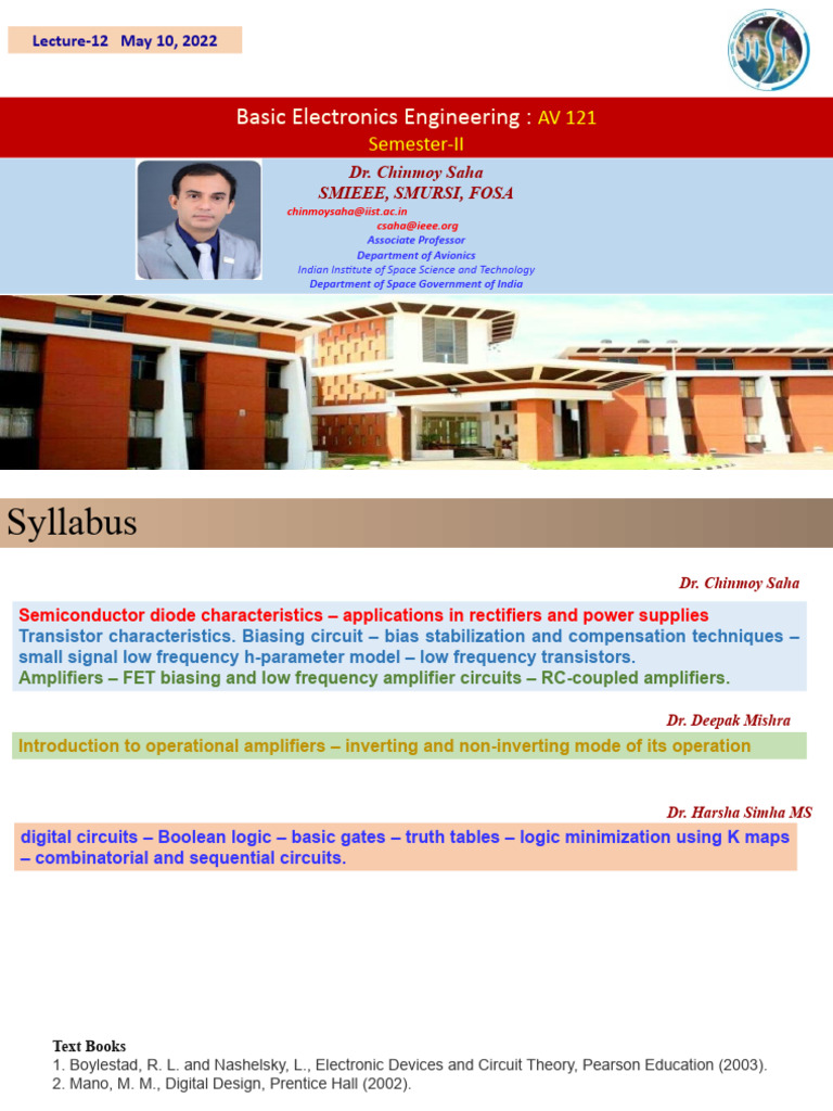 Basic Electronics Engineering:: AV 121 Semester-II | PDF | Bipolar Junction Transistor | Amplifier