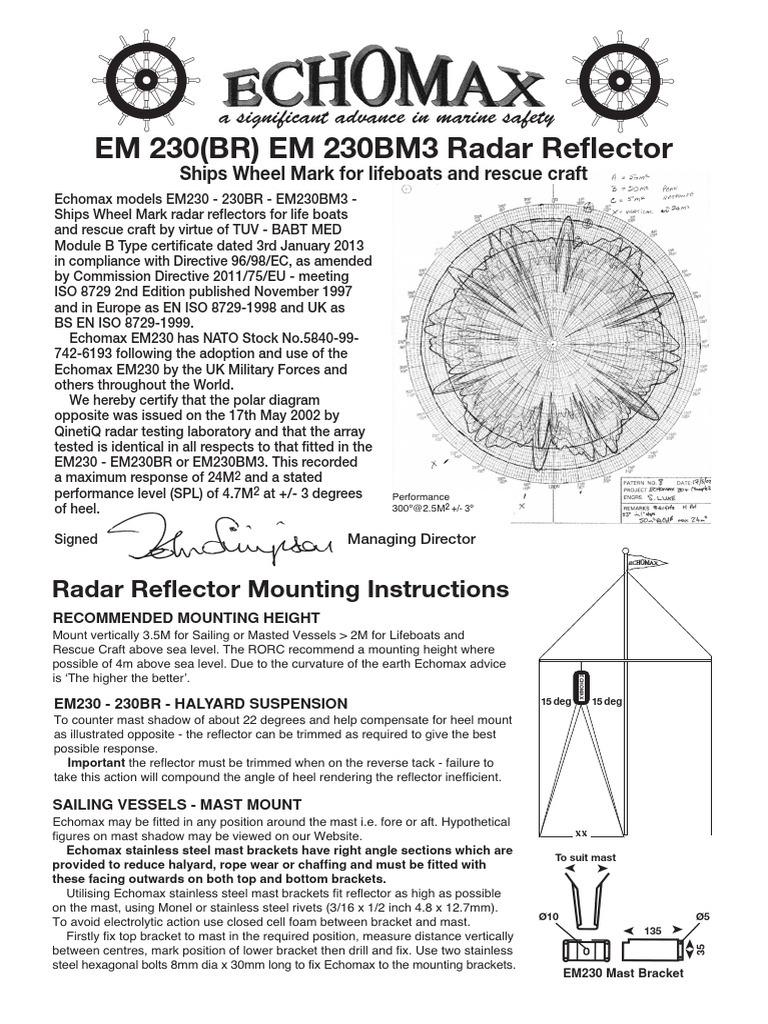 EM230 BR BM3 Fitting Instructions | PDF | Mast (Sailing) | Radar
