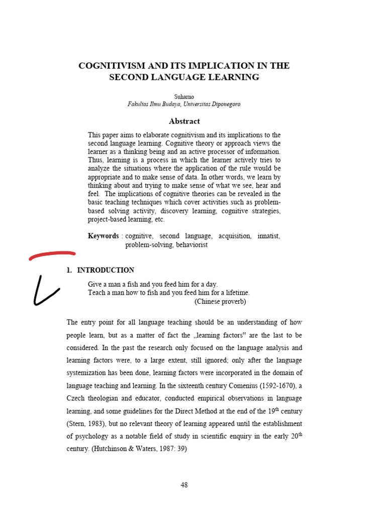 Article 2. Cognitivism and Its Implication in The Second Language ...