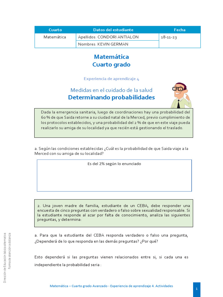 MAT4 EA4 Act 3 Determinando Probabilidades | PDF | Probabilidad