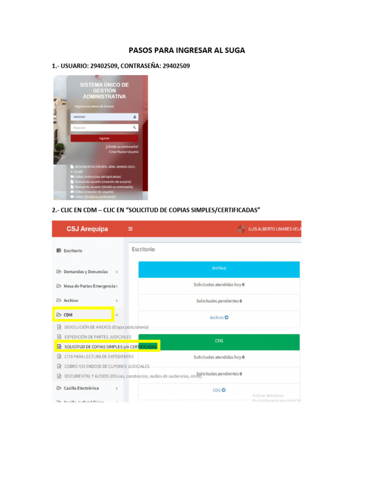 Guía para Ingresar al SUGA | PDF