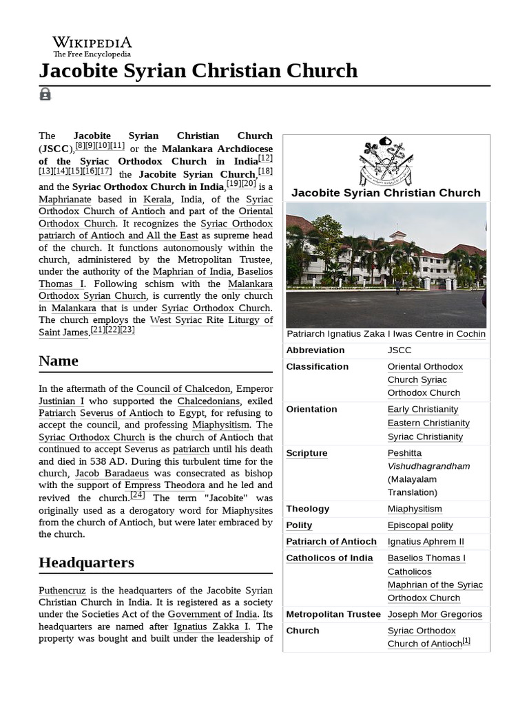 Jacobite Syrian Christian Church | PDF | Religious Organizations ...