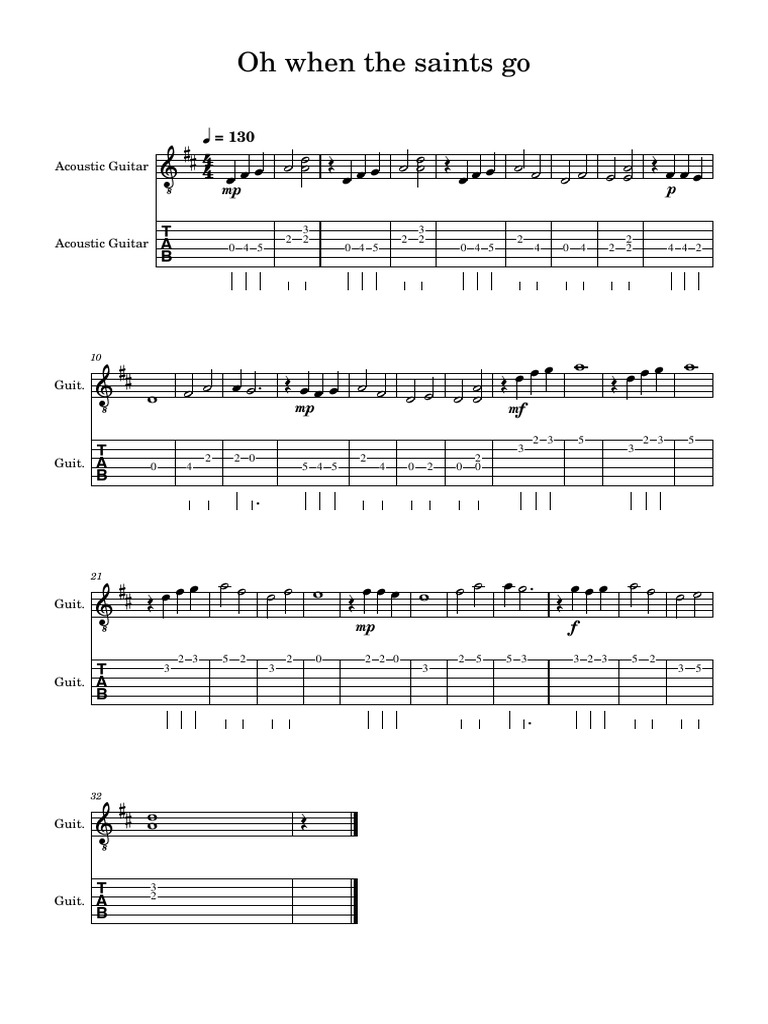 Guitar - Initial - Oh When The Saints Go | PDF