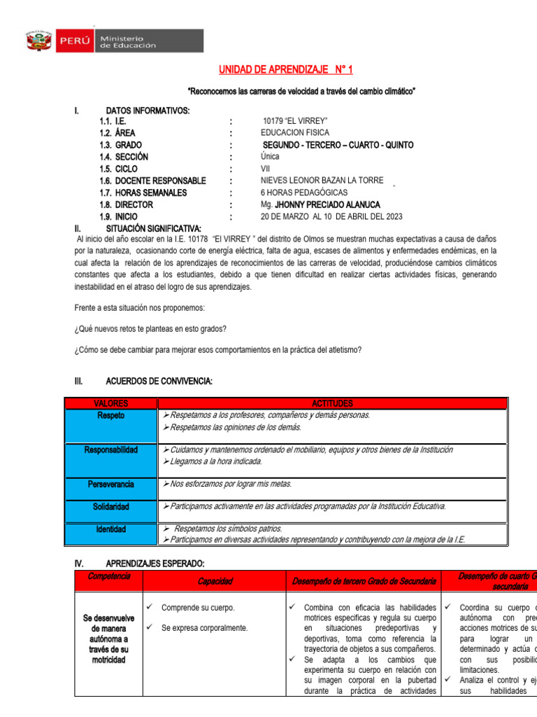 Unidad de Aprendizaje 3 - 4 Año de Secundaria 2023 | PDF | Aprendizaje | Las emociones