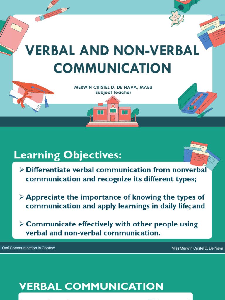 OCC Lesson 7 - Verbal and Nonverbal Communication | PDF | Communication | Nonverbal Communication
