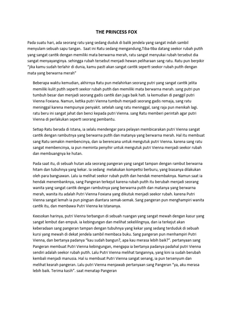The Princess Fox Tugas Bahasa Inggris | PDF | Klasik
