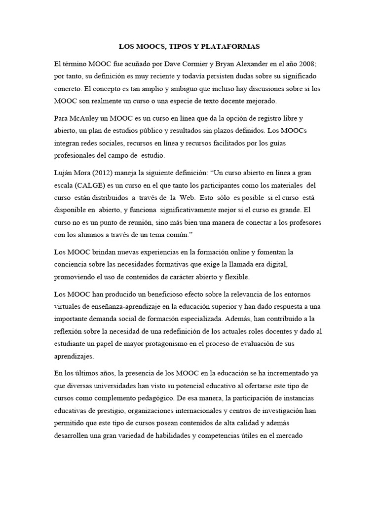 Los Moocs | PDF | Curso abierto masivo en linea | Modificación de comportamiento