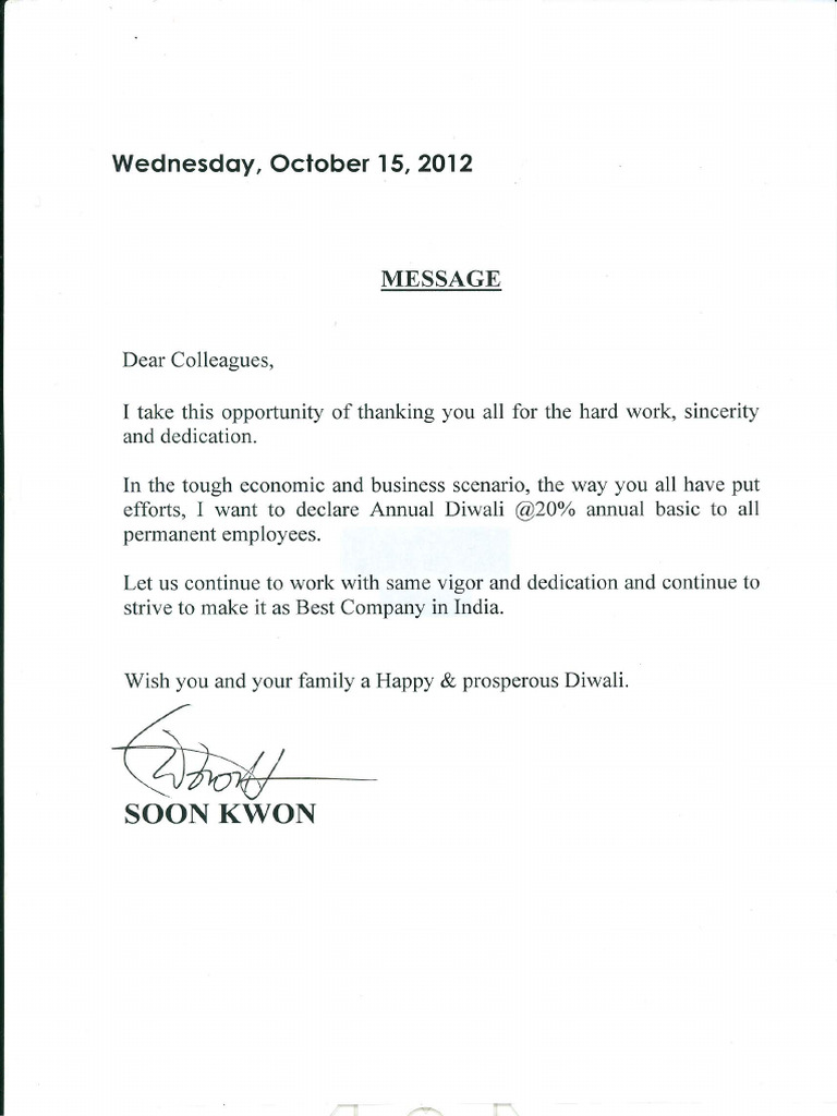 MD's Message On Bonus | PDF