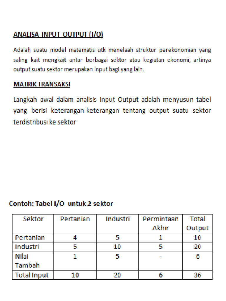 Analisa Input Output - Rev | PDF