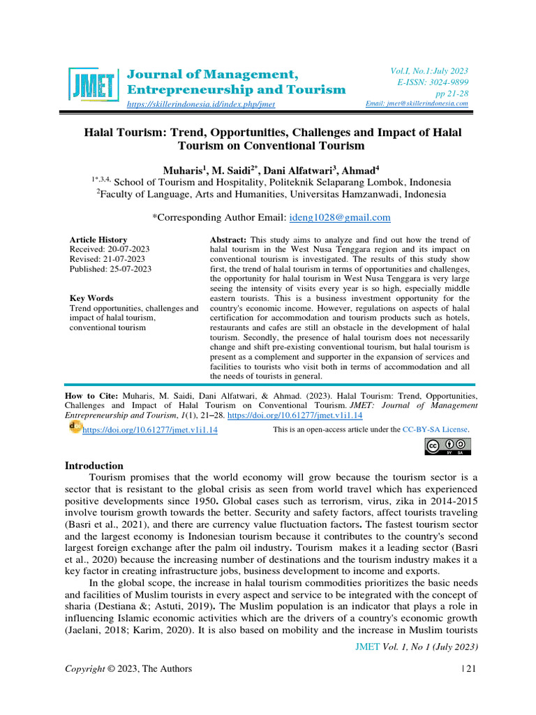 Halal Tourism: Trend, Opportunities, Challenges and Impact of Halal Tourism On Conventional ...