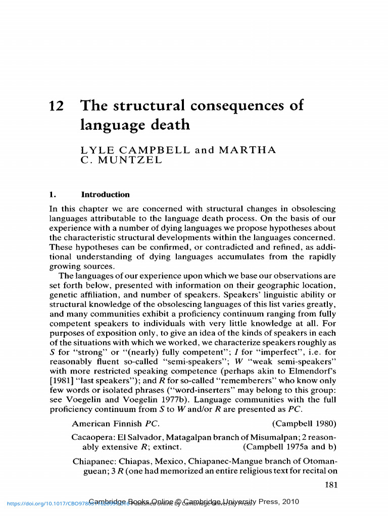 Structural Changes from Language Death | PDF | Grammatical Number ...