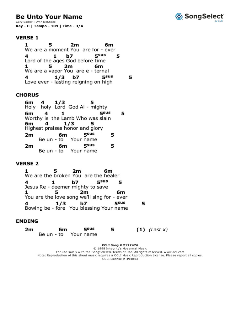 Be Unto Your Name-chords-C | PDF