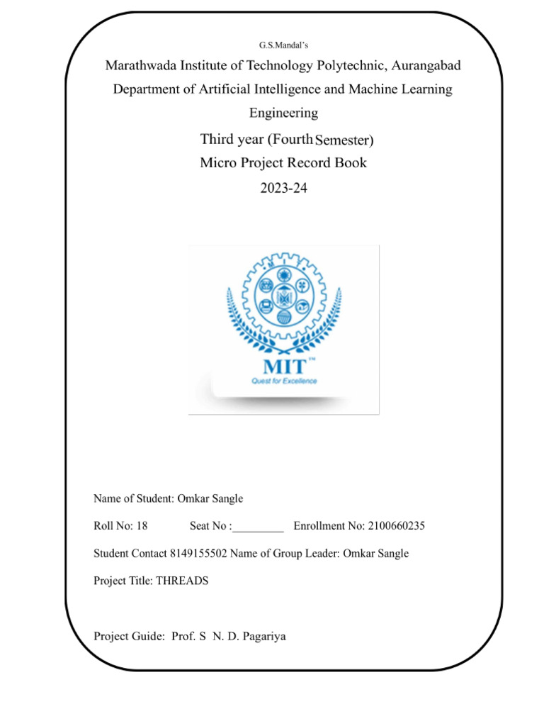 OSY (Ashish) Micro Project Report | PDF | Thread (Computing) | Process (Computing)