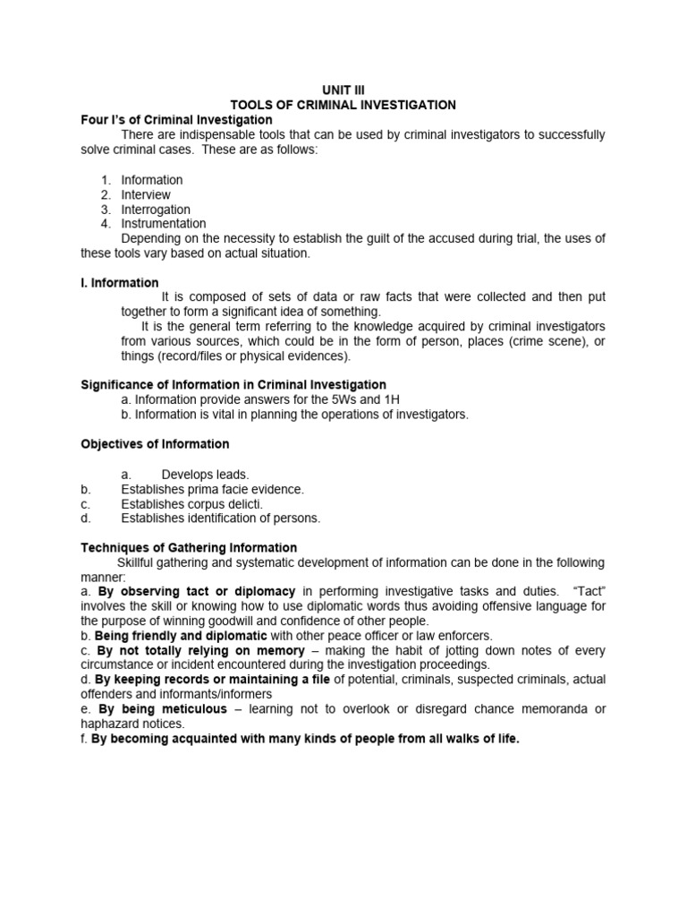 Tools of Criminal Investigation Midterm Reviewer | PDF | Forensic ...