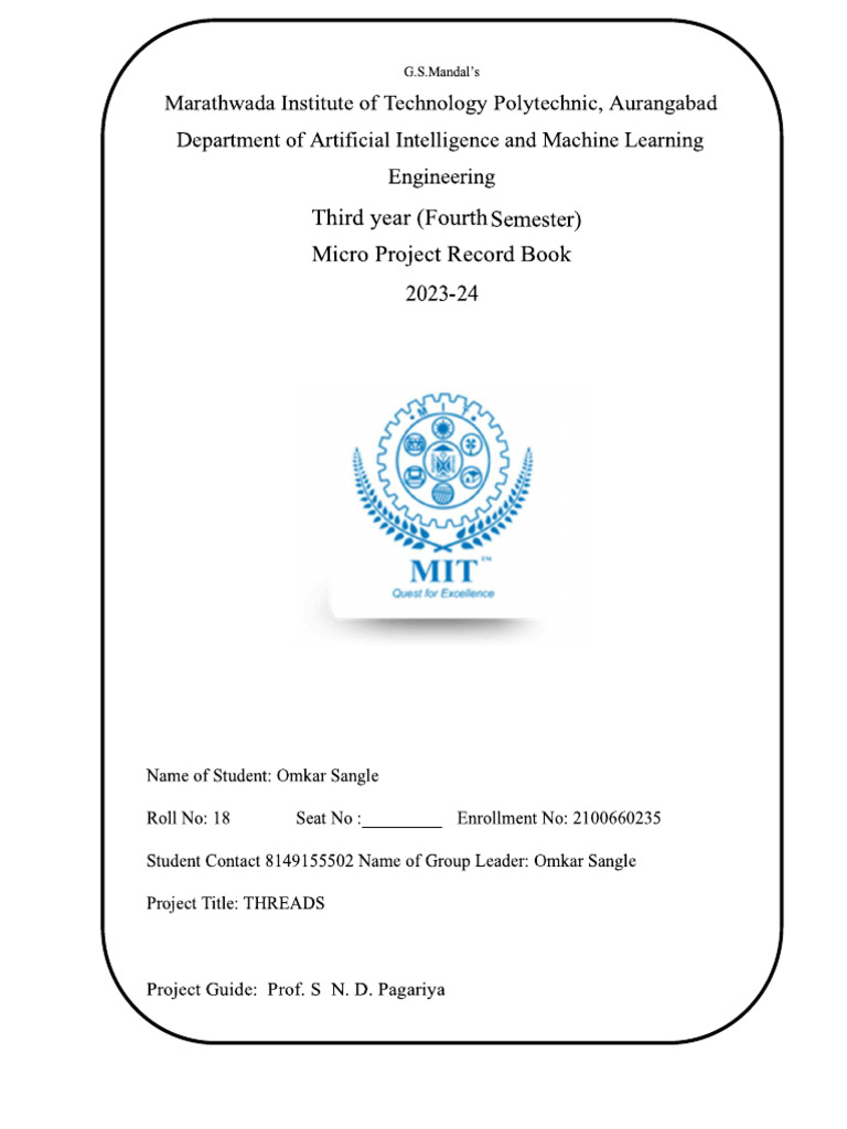 OSY (Ashish) Micro Project Report | PDF | Thread (Computing) | Process (Computing)
