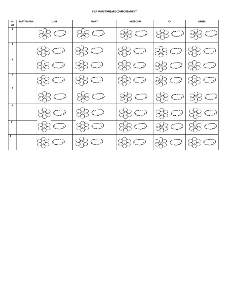 Fisa Monitorizare Comportament | PDF