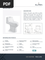 Ficha Tecnica Inodoro One Piece | PDF | Cocina, comidas y vino