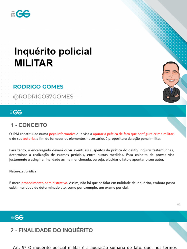 Inquérito Policial Militar: Rodrigo Gomes | PDF | Polícia | Crimes