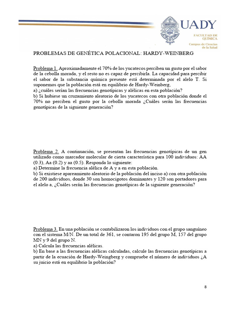 ADA4 Ejercicios de H-W | PDF | Alelo | Dominancia (Genética)