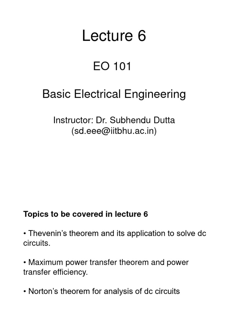 Slides of Lecture6 | PDF | Electrical Network | Electrical Circuits
