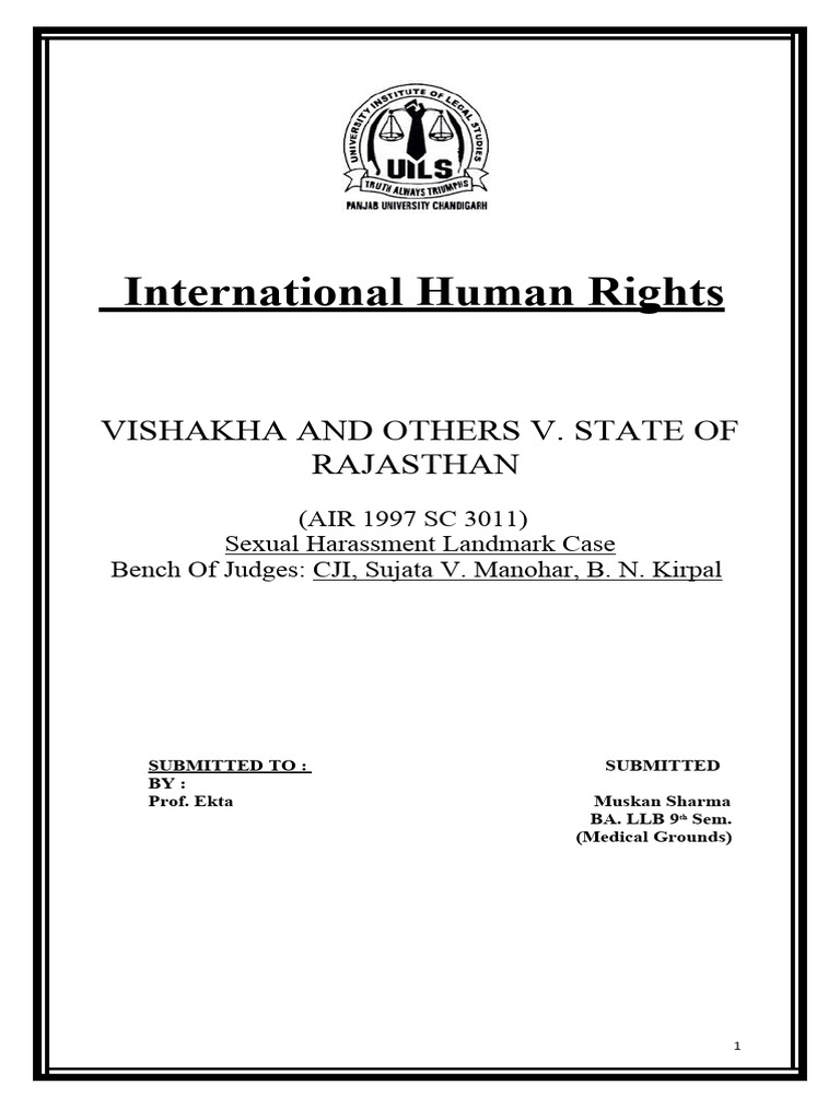 Vishaka Case: Landmark Sexual Harassment Ruling | PDF | Sexual ...