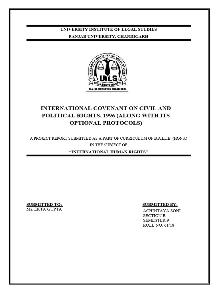 International Covenant On Civil and Political Rights, 1996 (Along With ...