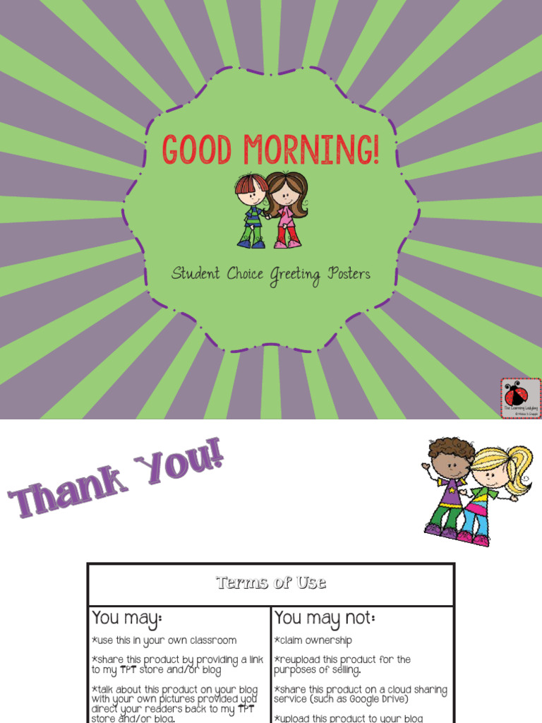 Good Morning Student Choice Greeting Posters | PDF | Self-Improvement