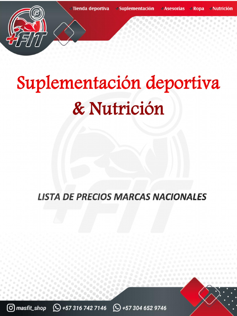 Lista de Precios Masfit - Marcas Nacionales | PDF | Nutrición | Dieta y ...