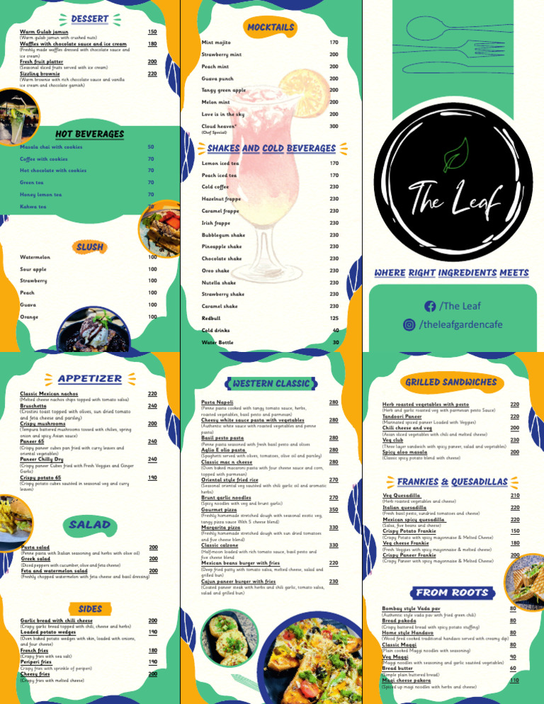 The Leaf Menu | PDF | Pasta | Pesto