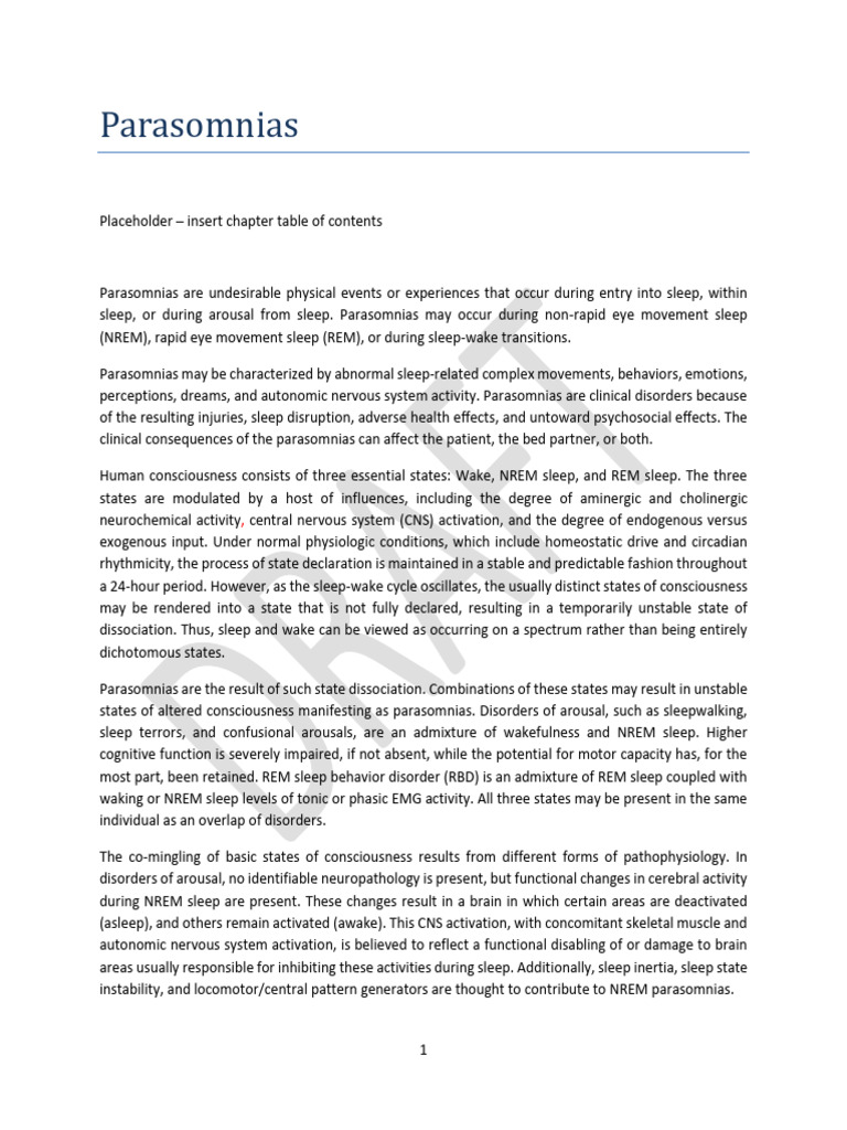 ICSD 3 TR Parasomnias Draft | PDF | Sleep | Rapid Eye Movement Sleep