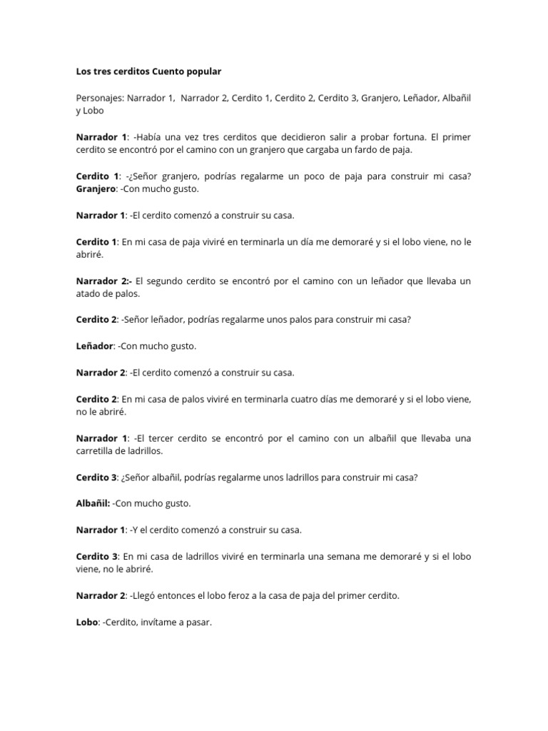 Los tres cerditos: Cuento clásico | PDF