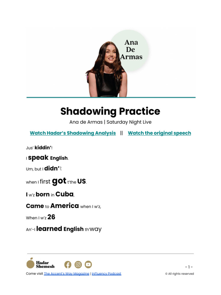 Shadowing With Ana de Armas Freebie | PDF