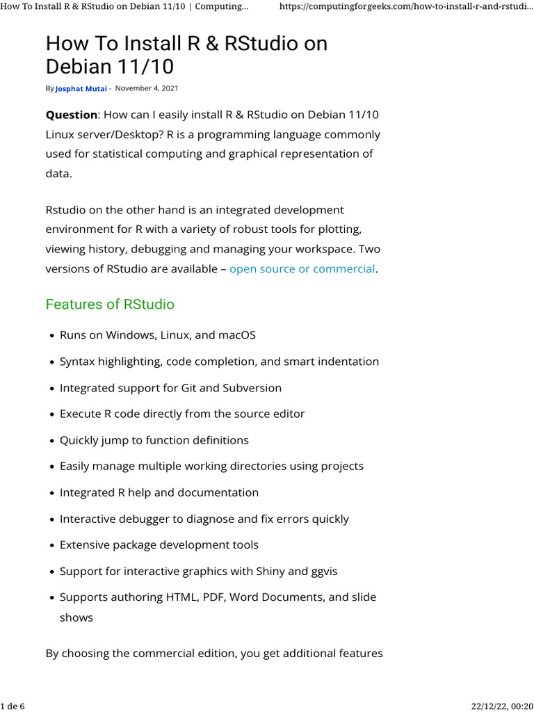 How To Install R & RStudio On Debian 11 - 10 ComputingForGeeks | PDF | Linux | Computer Architecture